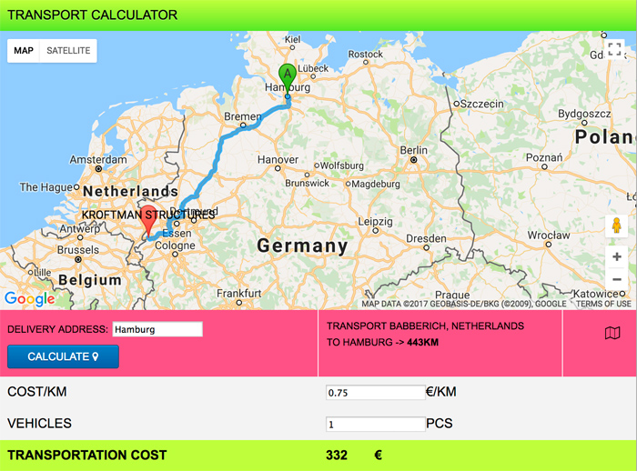 Transport Calculator | Configure 1st